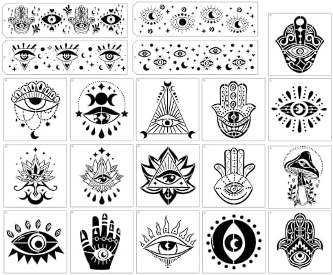 Amazon.com : Evil Eye Drawing Painting Stencils - 20 Pcs Evil Eye Hamsa ...