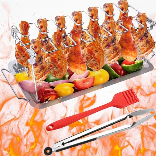 XFLYP Chicken Roaster Rack, Vertical Roaster Holder with Drip Pan ...