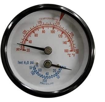 Amazon.com: 3" Tridicator Boiler Gauge Temperature 60-320 F Pressure 0 ...