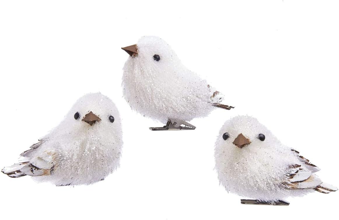 Amazon.com: The Bridge Collection White Glittered Clip-On Bird ...