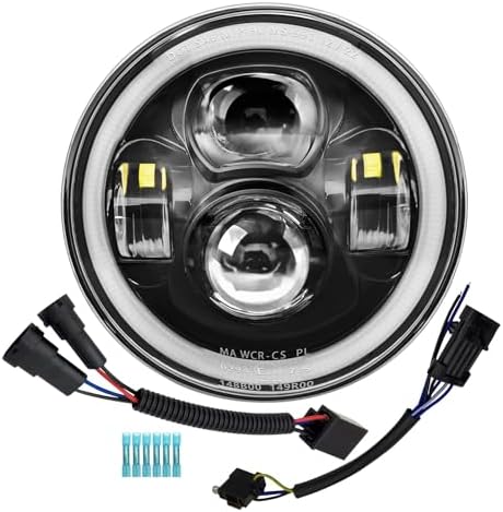 Amazon.com: AlyoNed 7 inch Motorcycle LED Headlight DRL White Halo DOT ...