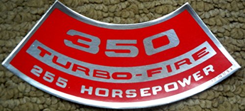 CHEVROLET 350 TURBO-FIRE 255 hp HORSEPOWER AIR CLEANER TOP LID DECAL ...