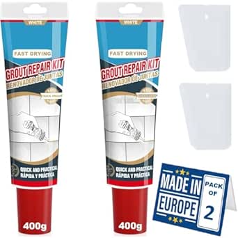 Waterproof White Grout Repair Kit Ready Mixed, 400g x 2PCs FAST DRYING ...