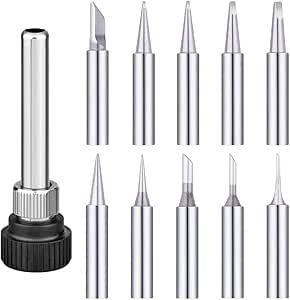 SYOSI 10Pcs Soldering Iron Tips, 900M Lead-Free Solder Iron Tip Replaceable Soldering Tip kit ...