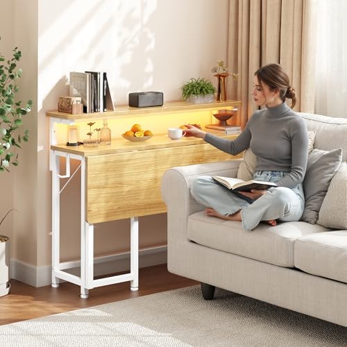 Amazon.com: DurayLoly Small Folding Desk with RGB Light for Small Space ...