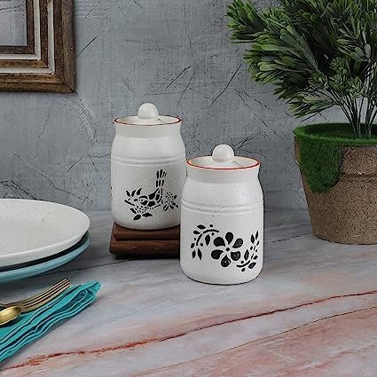 Buy Ceramic Handcrafted Handpainted Multi Utility Storage Jar with Lid ...