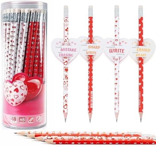 Amazon.com : Ouksma 48 Pack HB #2 Heart Graphite Pencils with 48 ...