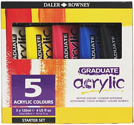 Daler-Rowney Graduate 120ml Acrylic Paint Starter Set, 5 Assorted ...