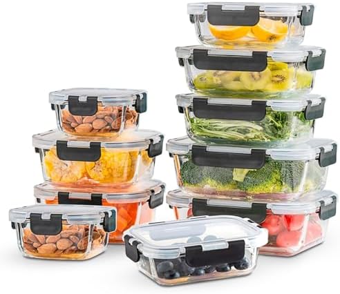 Uego de 10 Recipientes de Vidrio con Tapas A Prueba,Recipientes de ...