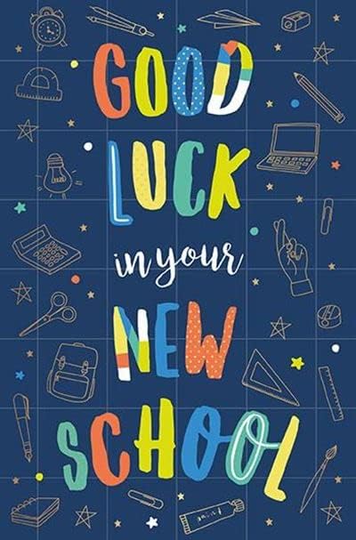 Good Luck in Your New School Card for Boys - School Equipment with Foil ...