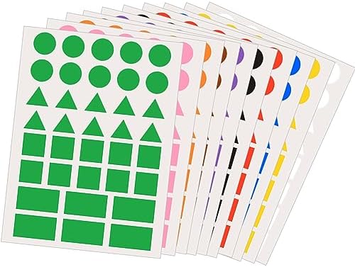 Anseom Color Coding Labels, Geometric Round Rectangle Triangle Square ...
