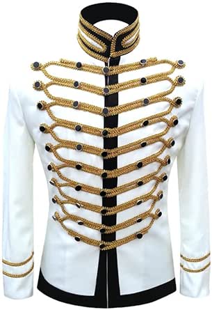Amazon.com: Mens Suit Blazer Uniform Court Prince Military Drummer ...