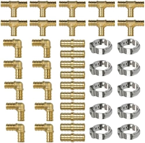40Pcs PEX Fittings 3/4 Inch, 90 Degree Elbow TEE Straight Couplings 3/4 ...