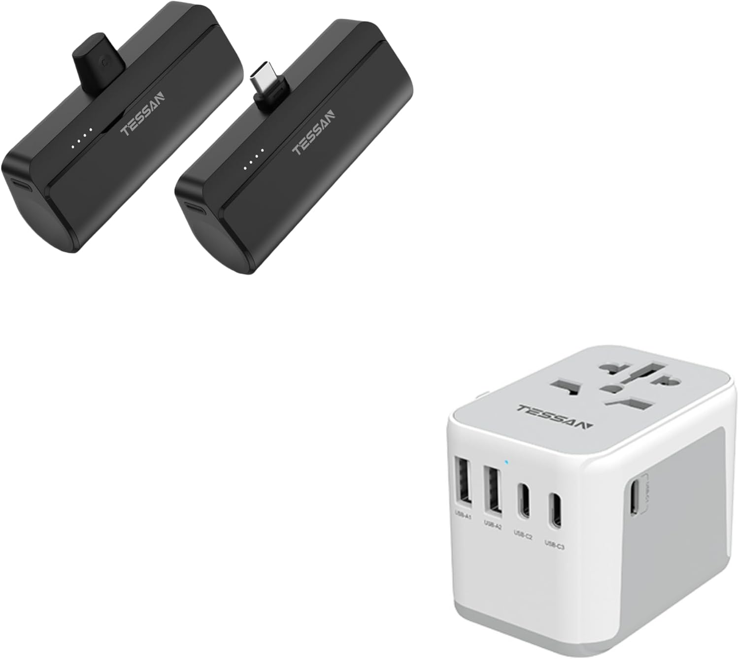 TESSAN Universal Travel Adapter, 5.6A 3-in-1 USB C/A Ports, Mini ...
