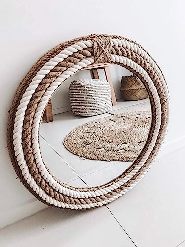 Amazon.com: Nautical Round Wall Mirror with Rope Jute - Coastal Mirrors ...