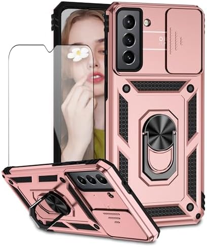 Case for Samsung Galaxy S21 FE Cover - includes 2 Tempered Protective Films with Sliding Window ...