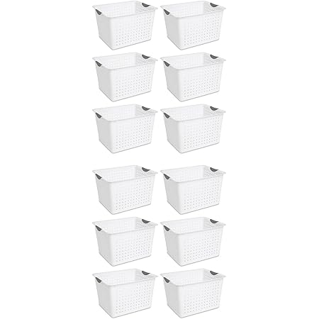 Amazon.com: Obstnny 2-Pack White Stacking Storage Bin, Plastic ...