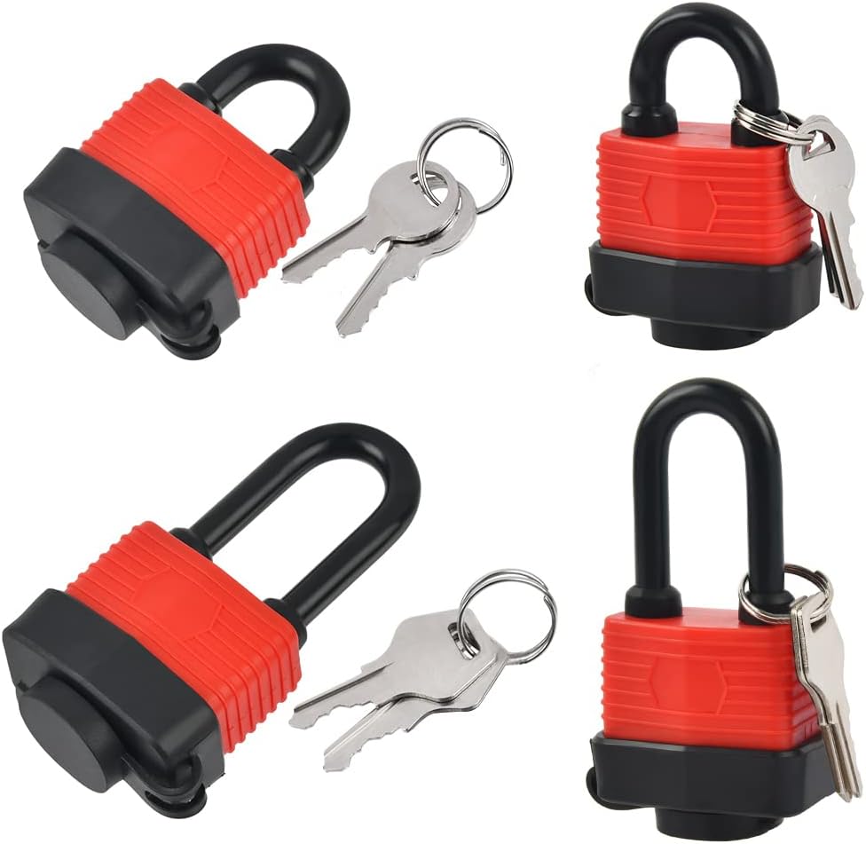 4 Pcs Outdoor Waterproof Padlocks with 8 Keys,2pcs Long Shackle Keyed ...