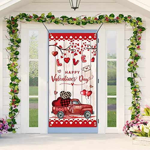 Amazon.com: SENSEVEN Romantic Happy Valentines Day Truck Red Heart Love ...