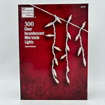 300 Clear Incandescent Mini Icicle Lights 14 Ft White Wire - Amazon.com