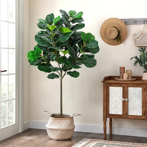 Amazon.com: ROOMTEC 6ft Artificial Fiddle Leaf Fig Tree in Pot Faux ...