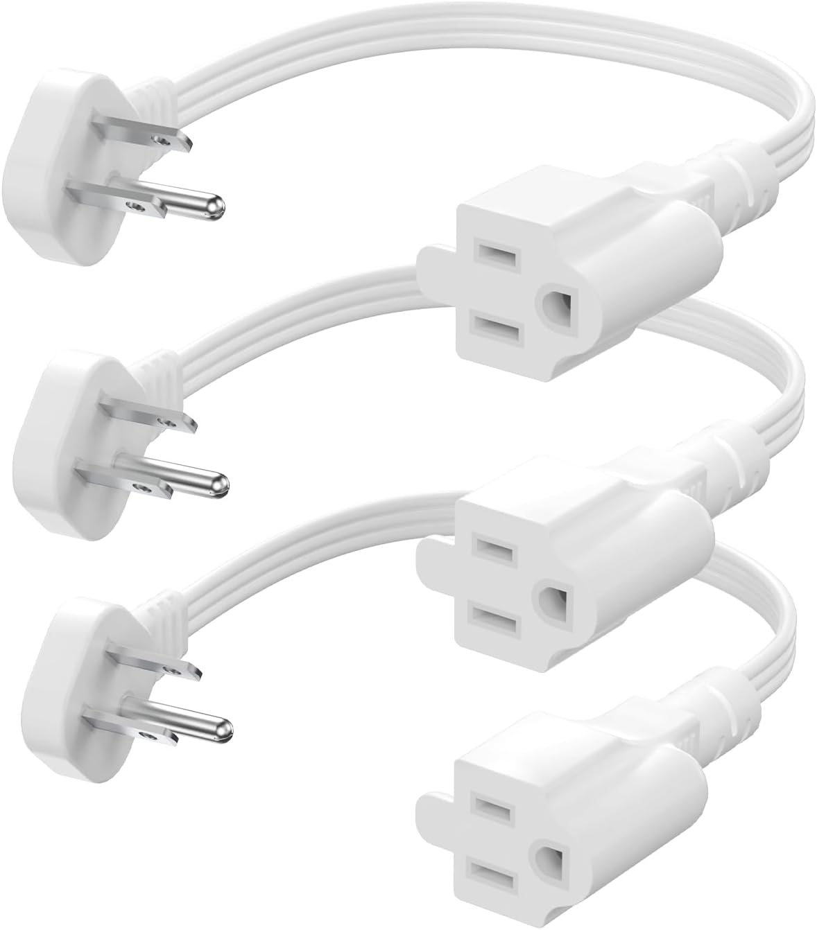 Amazon.com: Flat Plug Short Extension Cord 1Ft-Low Profile Flat Plug 3 ...