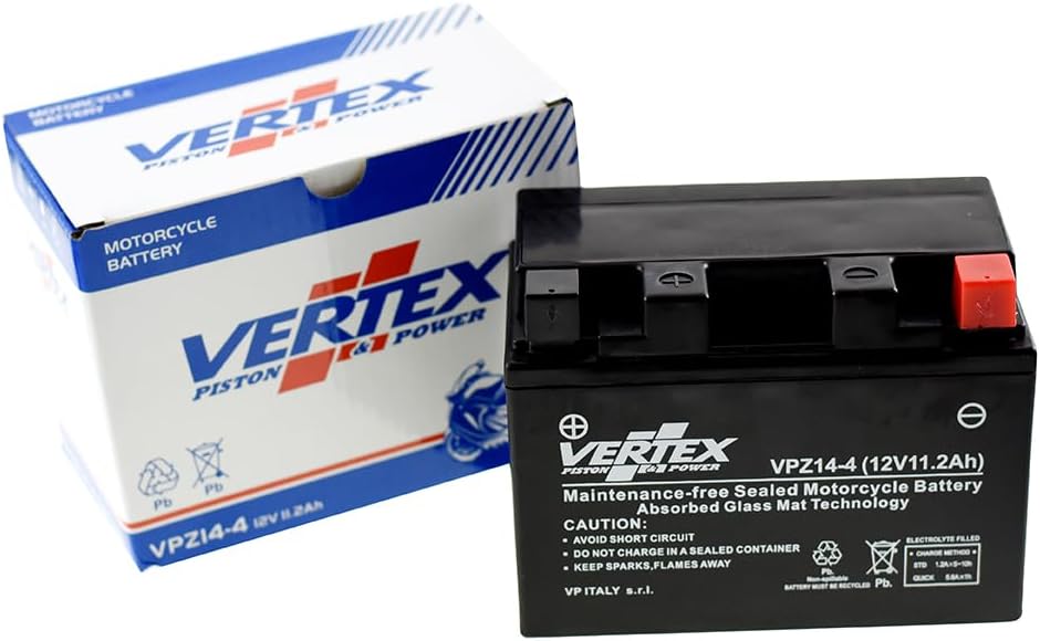 Vertex VP14-4 Sealed AGM Motorcycle/Powersport Battery, 12V, 12Ah, CCA ...