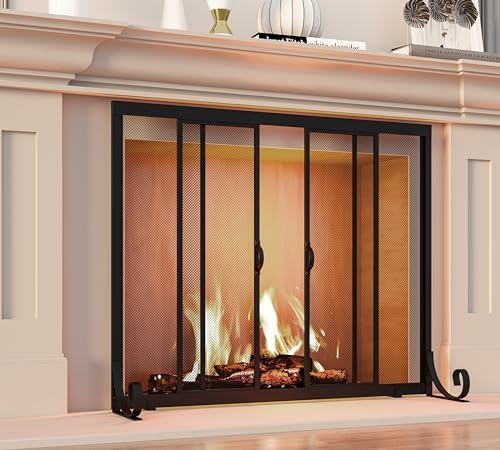 Amazon.com: Fire Beauty Fireplace Screen, Wrought Iron Mesh, Baby Safe ...