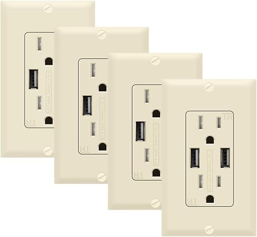 SZICT USB Wall Outlet Receptacle 4.2A Tamper Resistant Dual USB ...
