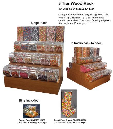 Amazon.com: 3-Tier Wooden Candy Rack - With Bins : Home & Kitchen