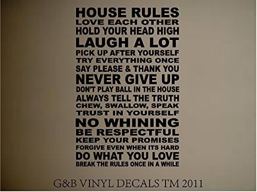 HOUSE RULES VINYL WALL DECAL HOME DECOR #3 13" x 20.5" - Wall Decor ...