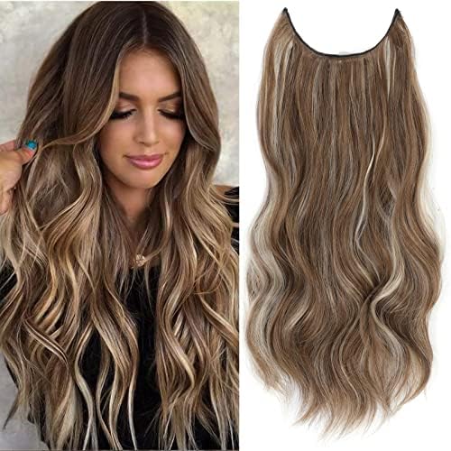 Amazon.com : MORICA Invisible Wire Hair Extensions - 20 Inch Natural ...