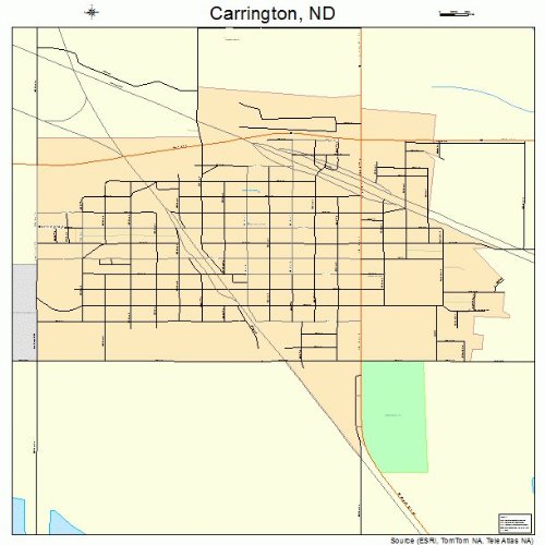 Amazon.com: Large Street & Road Map of Carrington, North Dakota ND ...
