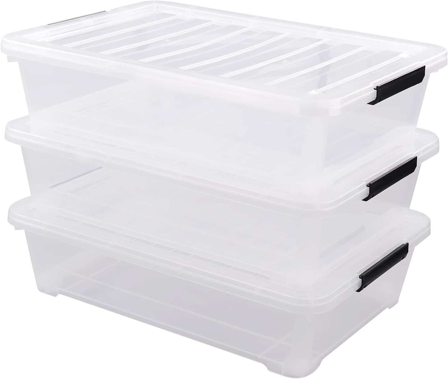 Amazon.com: Hommp 4-Pack 25 Quart Under Bed Plastic Storage Bins, Clear ...