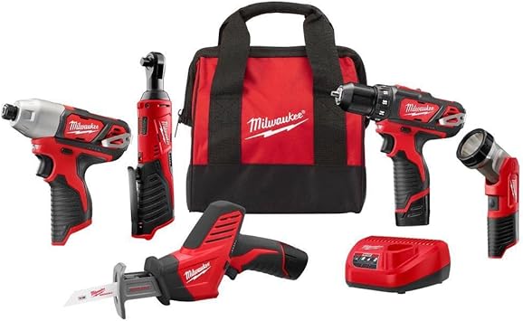 Amazon.com: Milwaukee 2498-25 M12 12V Cordless 5-Tool Combo Kit: 2407 ...