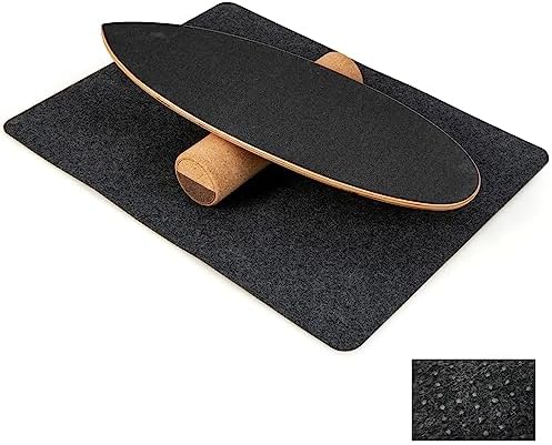 Costway Wooden Balance Board Trainer, Wobble Board w/Roller & Blanket ...