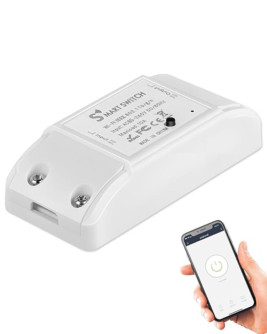 10A Smart WiFi Light Switch Wireless 2400W Universal Smart Relay Switch ...