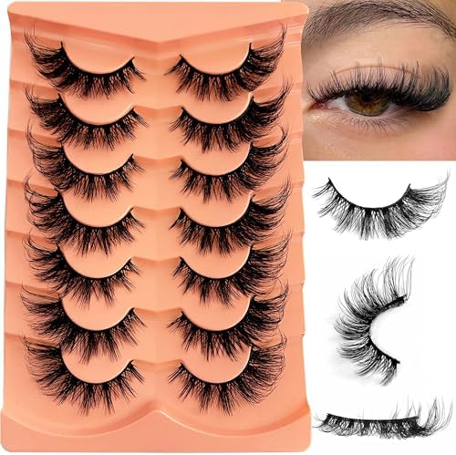 Amazon.com: ALICROWN Fluffy Mink Lashes, Faux Eyelashes 3D Volume Lashes Pack Handmade Dramatic ...