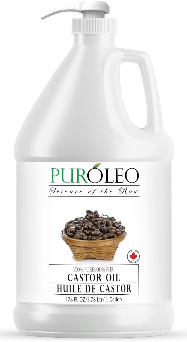 PUROLEO Castor Oil 128 Fl Oz/3784 ML (Packed In Canada) 100% Pure and ...