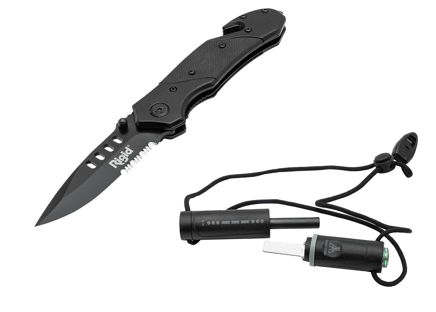 Amazon.com: Rigid Pocket Knife and Fire Starter Survival Set | Camping ...