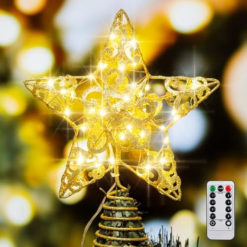 Amazon.com: Qmioti Christmas Star Tree Topper, 40 LED Star Tree Topper ...