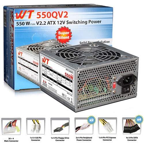 Amazon.com: WinTech WT550 QV2 550W Dual 12 Volt Rails V2.2 Power Supply ...