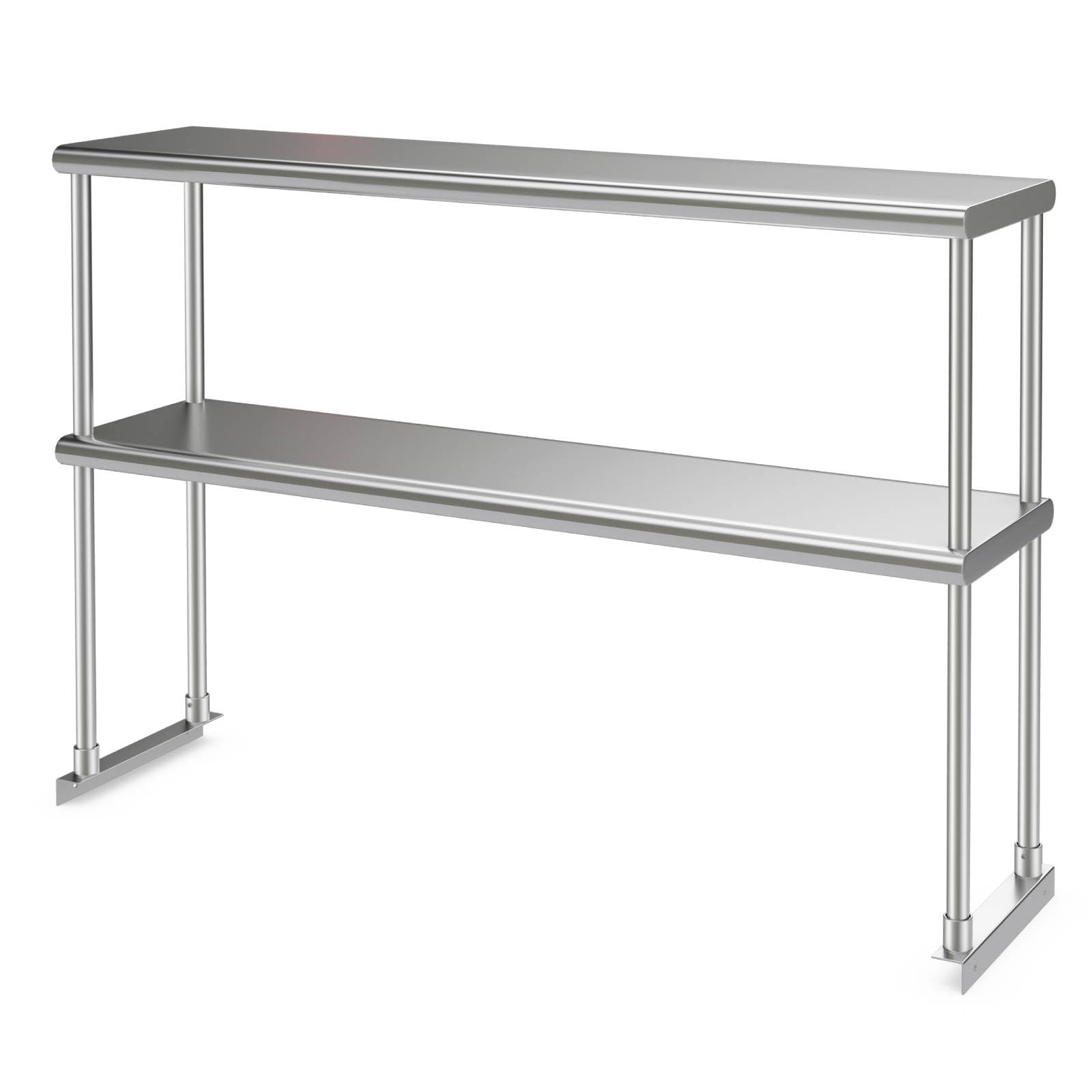 GiantexUK Stainless Steel Overshelf, 2-Tier Kitchen Catering Table with ...