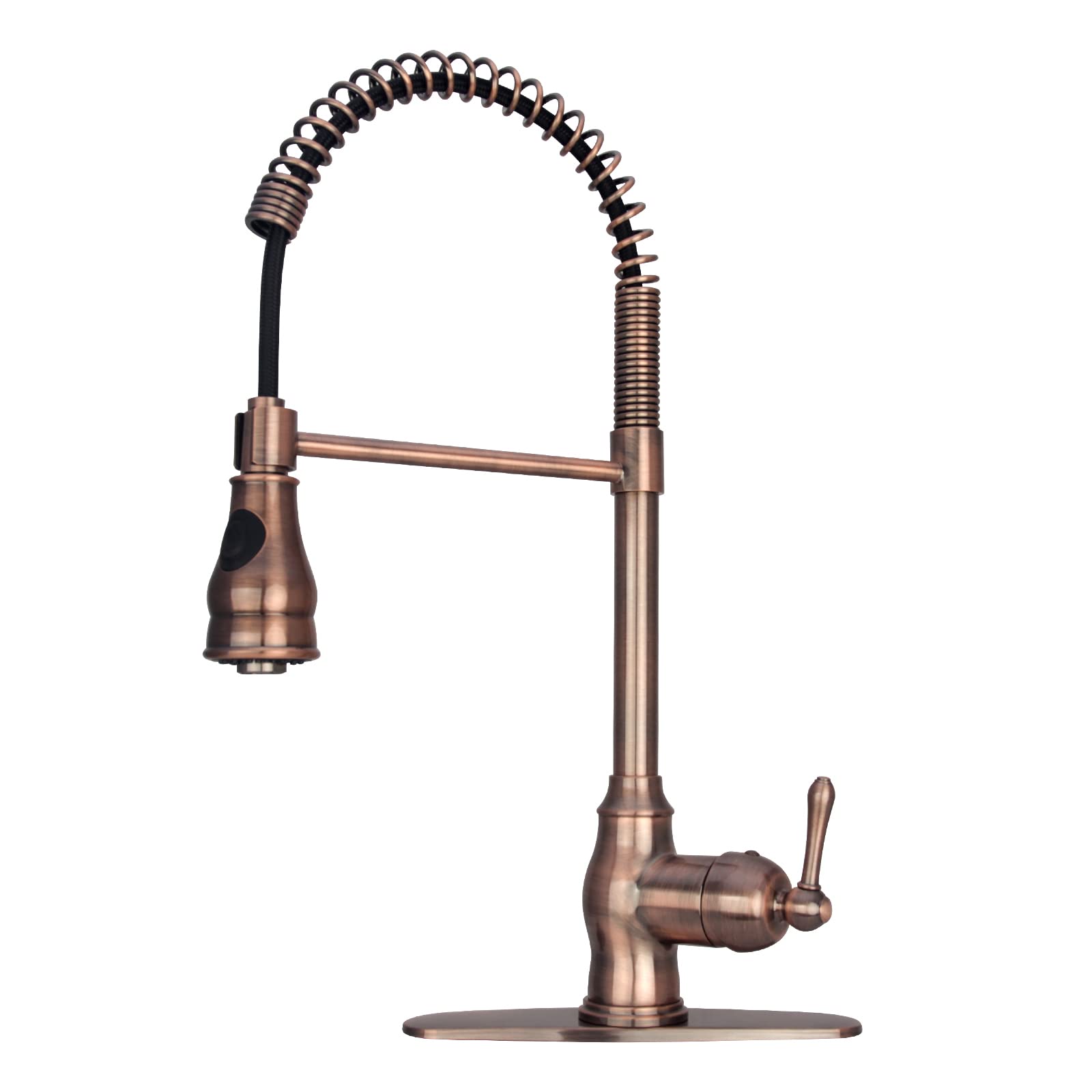 Akicon Antique Copper Single Handle Pull-Down Copper Kitchen Faucet ...