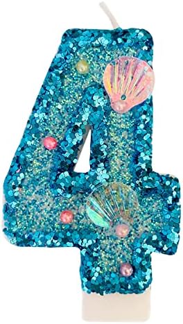 Amazon.com: Blue Number Candle Shell, Blue Birthday Candle Sequin Shell ...