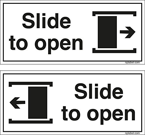 Slide To Open Sign in Aluminum Brush Finish By NPLABEL Self Adhesive ...