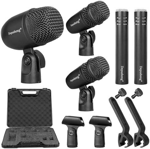 Amazon.com: Depusheng 5-Piece Drum Microphone Set with 3 Dynamic ...