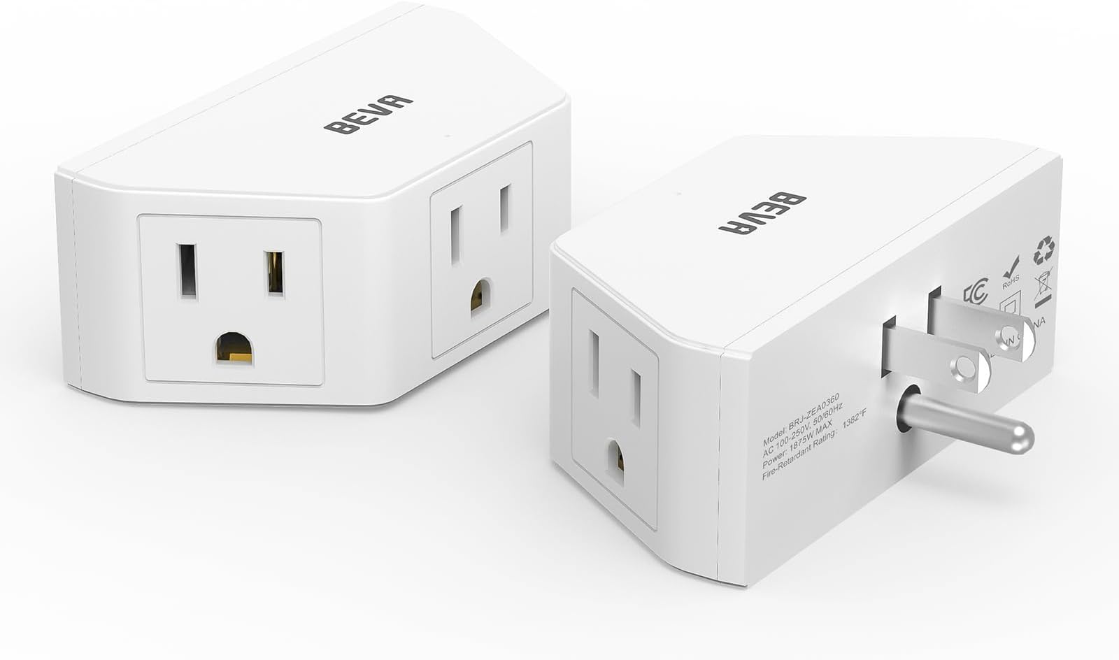 Amazon.com: BEVA 2 Pack Small Electric Outlet Adapter, Multi Plug Wall ...