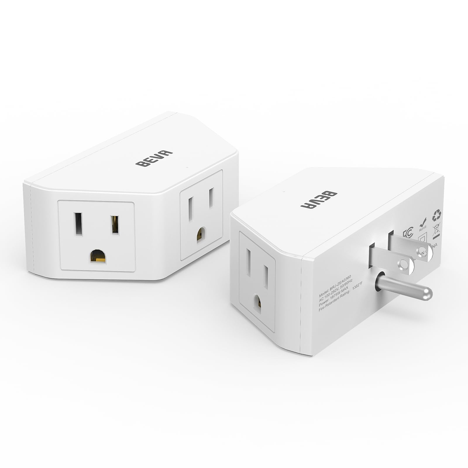 Amazon.com: BEVA 2 Pack Small Electric Outlet Adapter, Multi Plug Wall ...