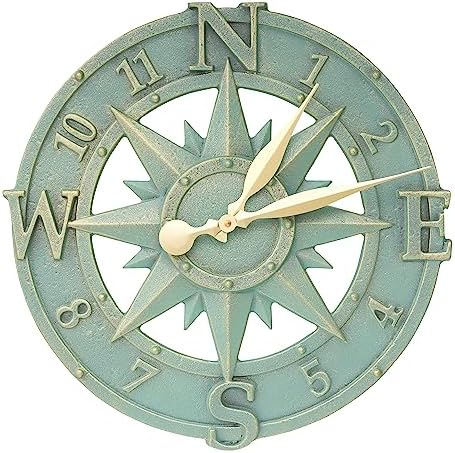 Amazon.com: Whitehall Products Compass Rose Clock, Bronze Verdi : Home ...